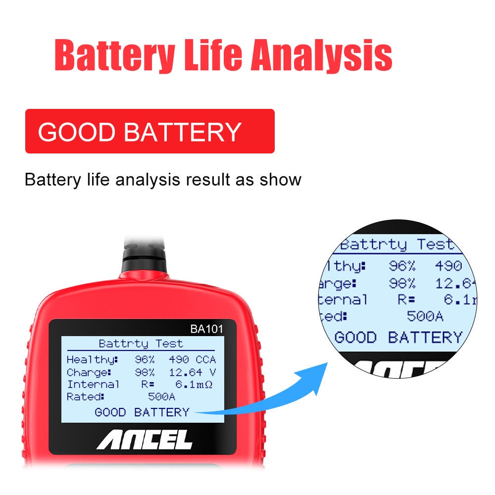 ANCEL BA101 12V Automotive Battery Tester Digital Battery 100-2000CCA ...