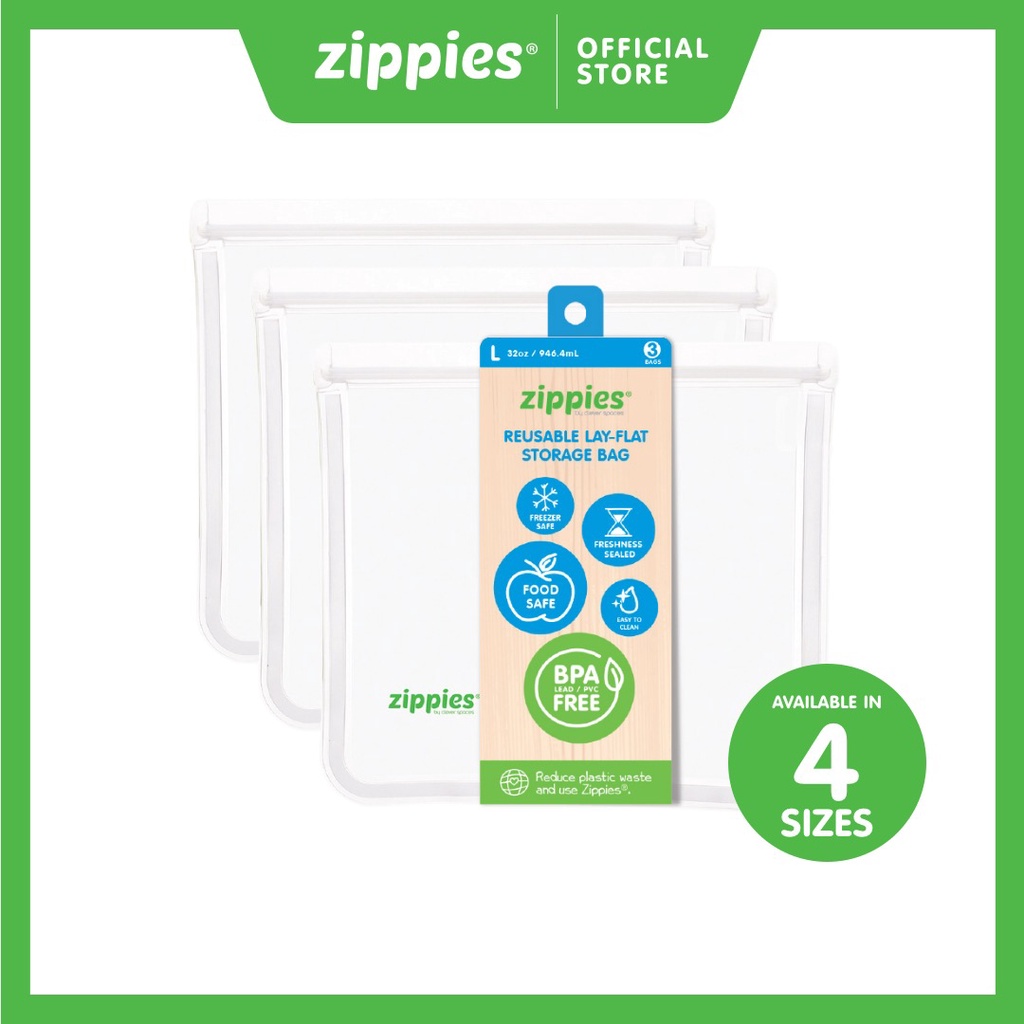 Zippies Reusable Layflat Storage Bags PLAIN (Set of 3) | Shopee Philippines