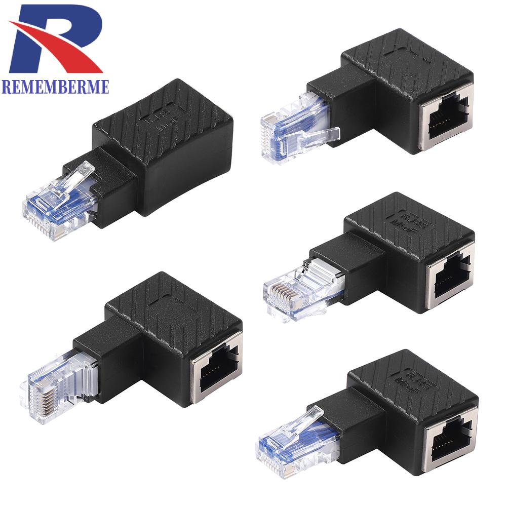 RJ45 Male To Female Converter 90 Degree Extension Adapter LAN Ethernet ...