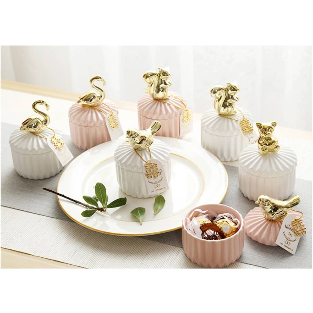 Plextone Nordic Style Ceramic Gold-Plated Animal Jewelry Box Jewelry ...