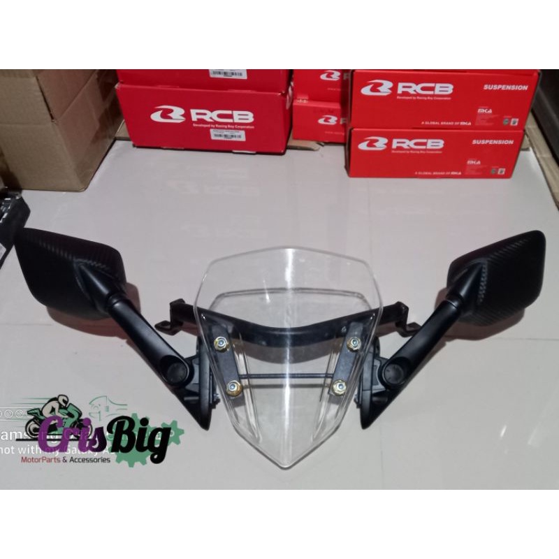 R25 Side mirror with bracket and visor set for honda click v2,v3 ...