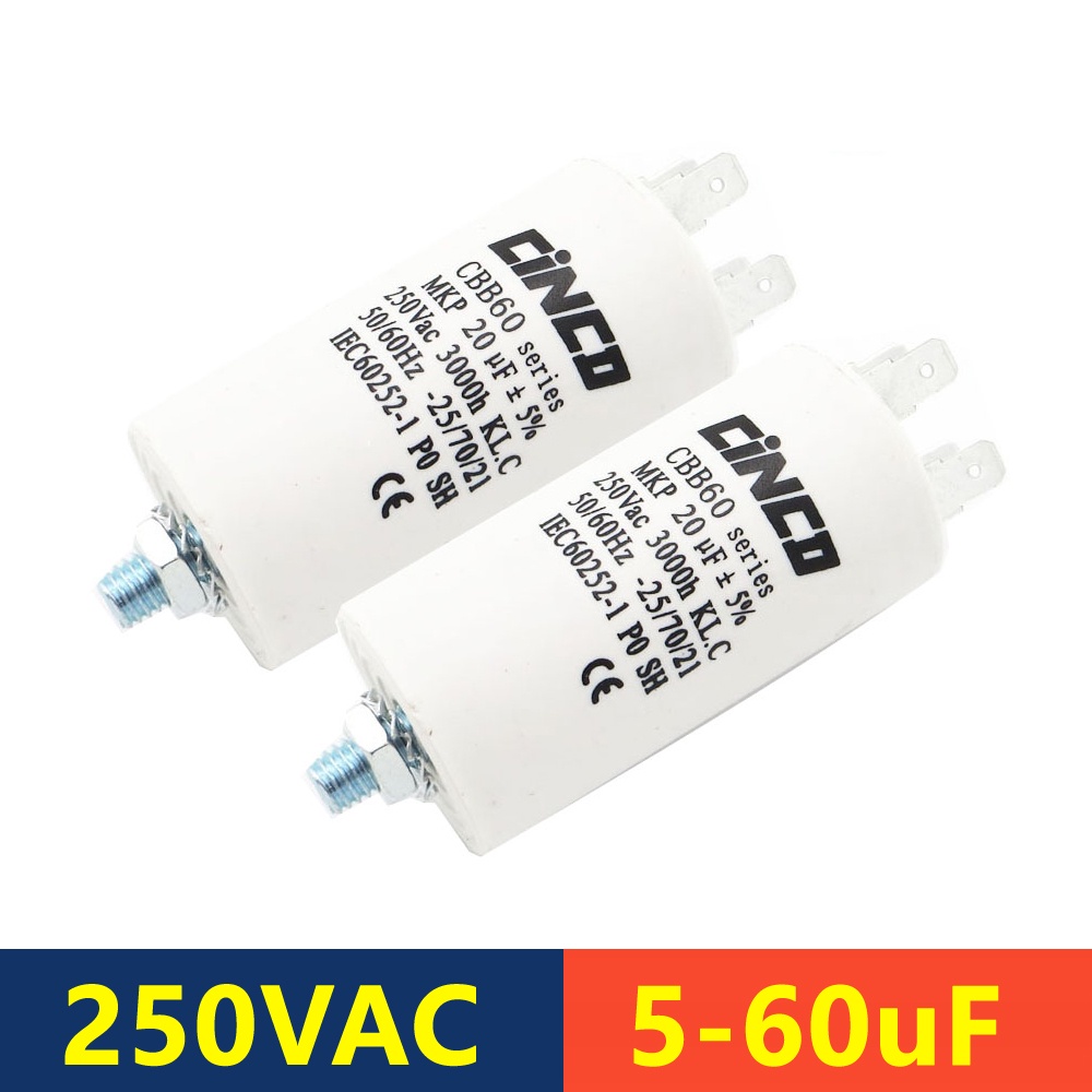 2PCS 220V 250Vac Motor Run Capacitor 5 6 7 8 9 10 12 14 15 16 18 20 25 ...
