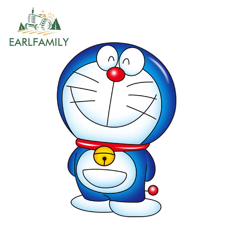 EARLFAMILY 13cm Doraemon Anime Car Sticker Waterproof Motorcycle Bumper ...