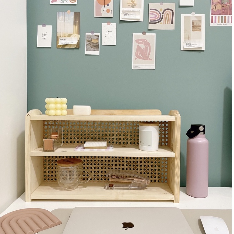 [StyledByNice] 2-Tier Shelf Table Organizer Rattan Solihiya Wood ...
