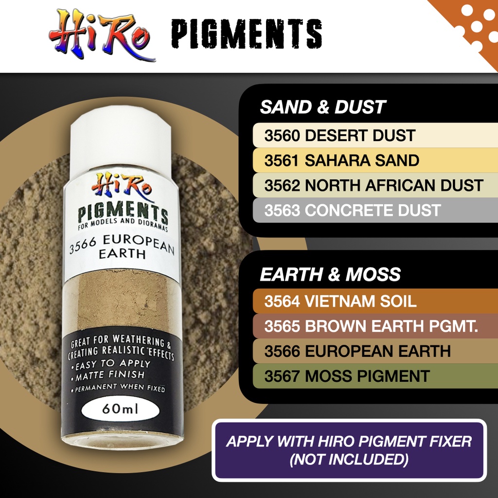 Pigments by Hiro - SAND & DUST / EARTH & MOSS (60ml) - For Weathering and Creating Realistic ...