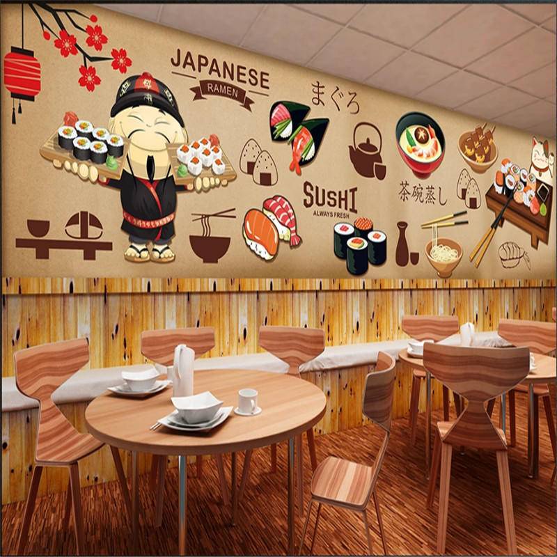 Custom Japanese Cuisine Self Adhesive Mural Wallpaper 3D Ramen House ...
