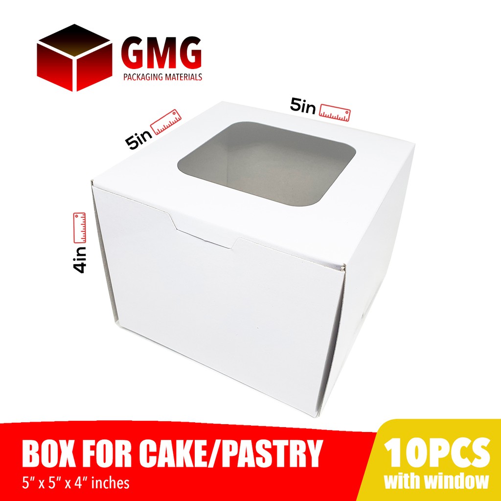 Cake Pastry Box Easy Assembly w/Window 5 x 5 x 4 inches Glossy Shiny ...