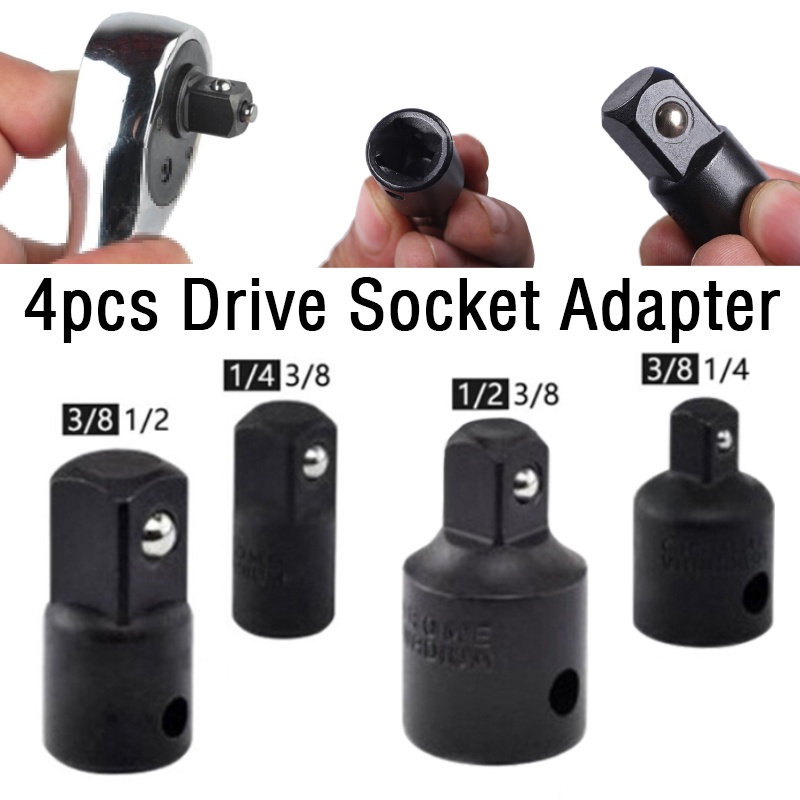 4pcs 1/4 3/8 1/2 Drive Socket Adapter Converter Reducer Air Impact ...