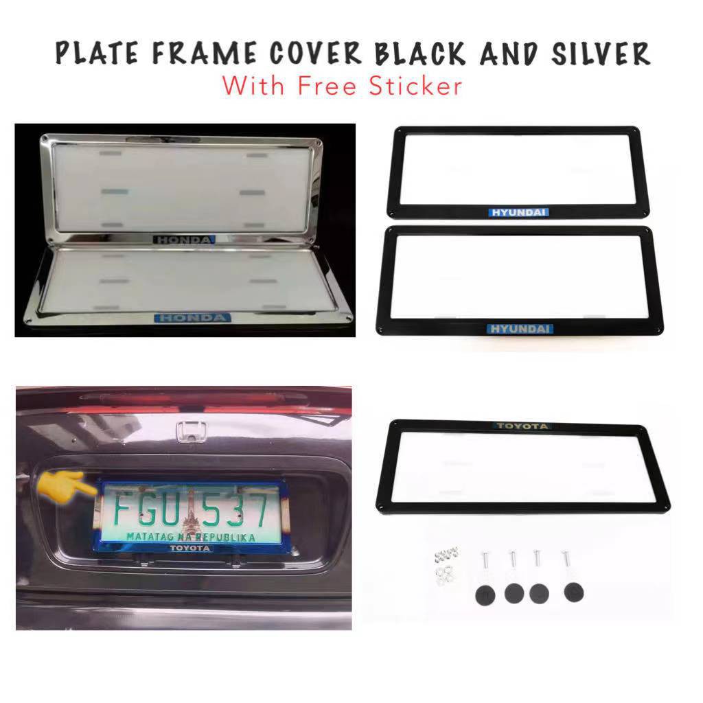 COS 1Pc/2Pcs Car License Plate Number Plating Cover Black and Silver ...