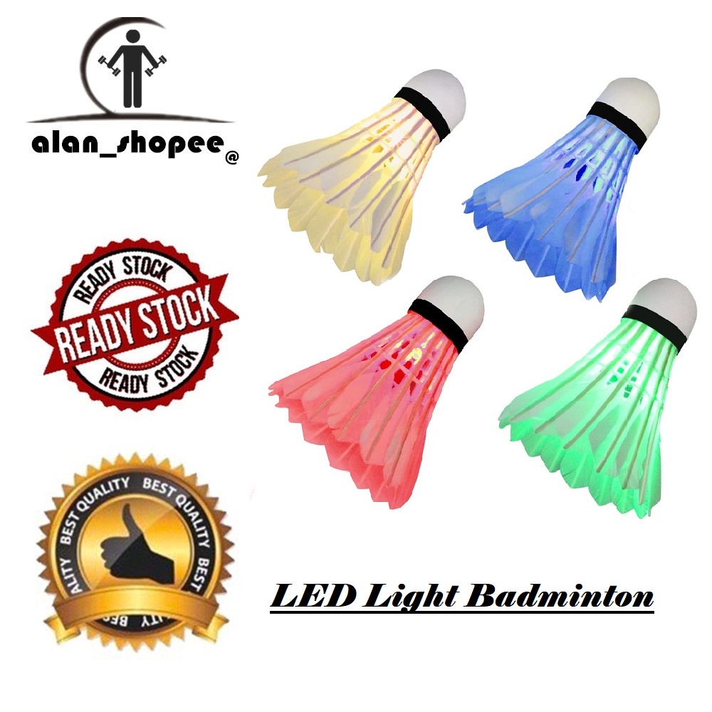 4 PCS LED Shuttlecock Badminton, Colorful Shuttlecock Dark Night Goose ...
