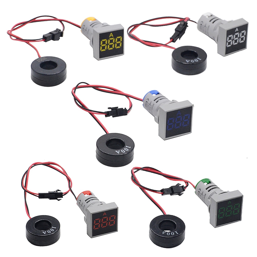 22MM AC20-500V 0-100A Digital LED Voltmeter Voltage Meter Indicator ...