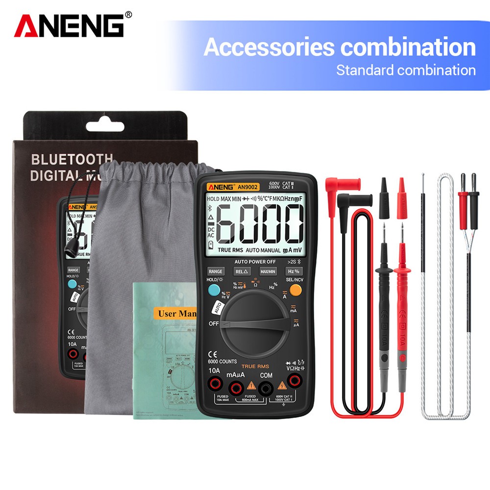 Aneng An9002 Multimeter Digital Bluetooth, Tester Tegangan Arus Ac/Dc ...