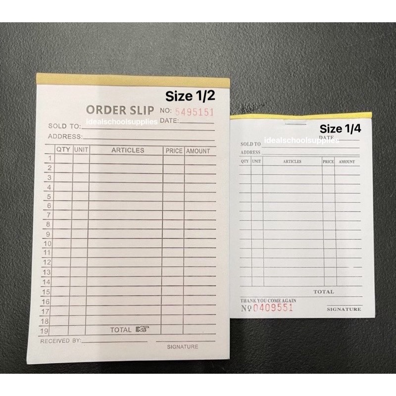 Order Slip Resibo With Number Carbonized 1 Pad 2 Ply 10 Pads Per Bundle ...