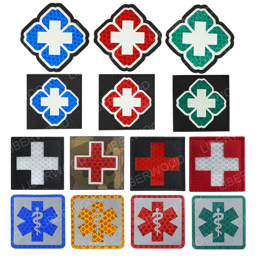 Reflective Medic Red Cross EMS EMT MED Tactical Patch Infrared IR First ...
