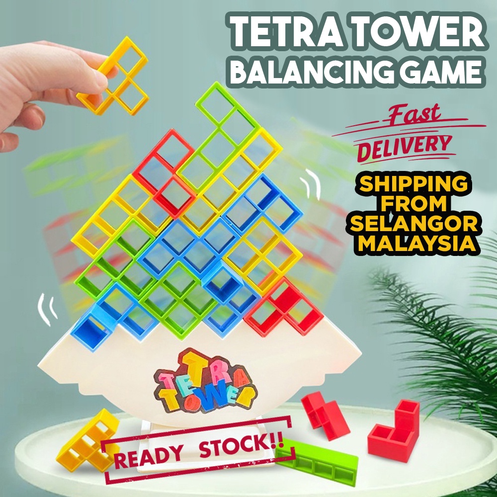 Tetra Tower Russian Building Blocks Balance Game Mainan Family Tetris ...