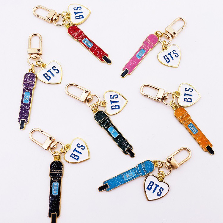 BTS microphone type metal pendant keychain JK V SUGA fashion keychain ...