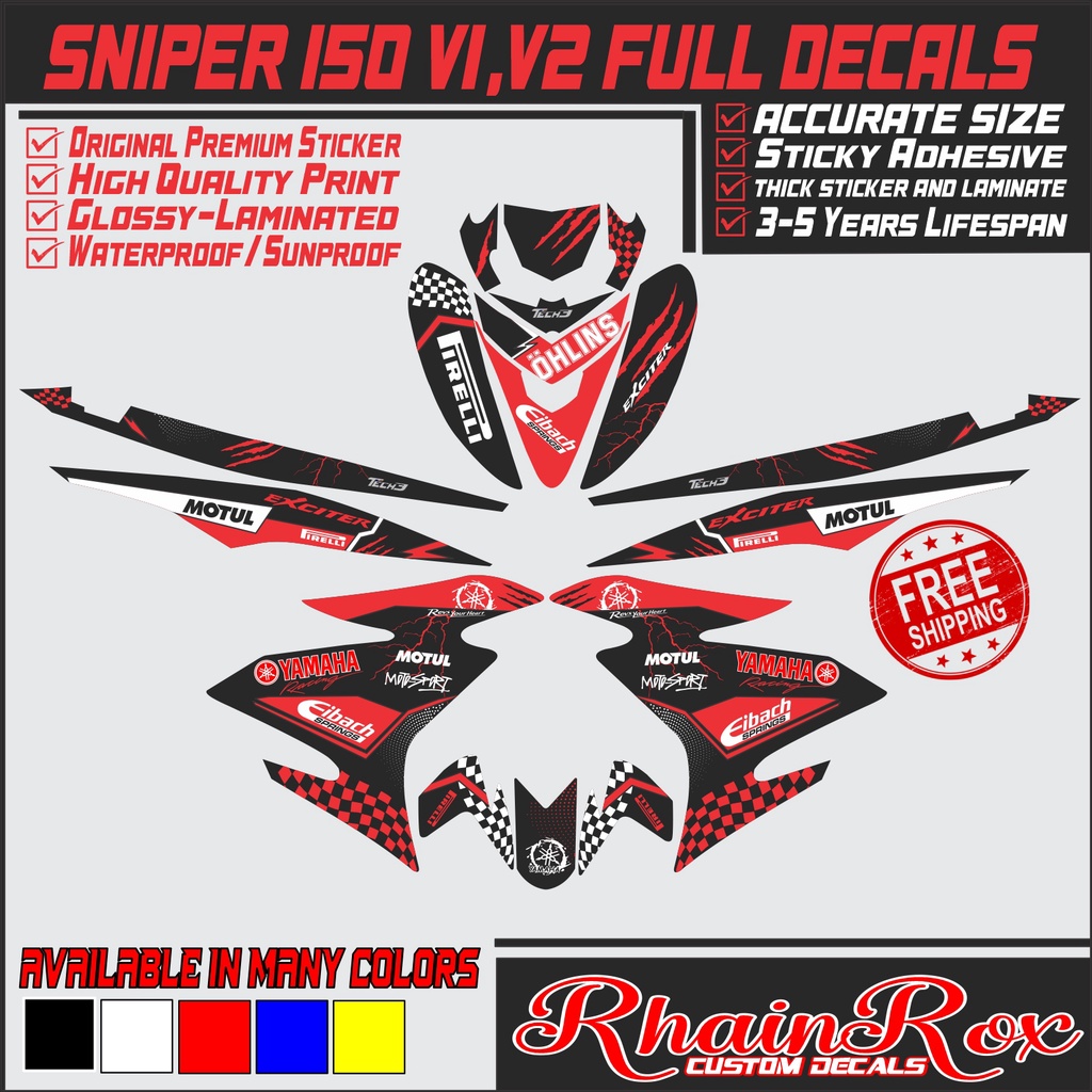 sniper 150 v1 v2 eibach motul full body decals printed laminated ...