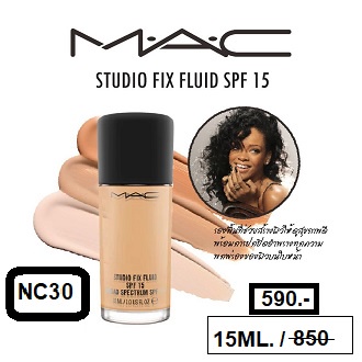 !! Mac's Legend Foundation MAC STUDIO FIX SPF.15 Color NC30 Size 15 ML ...