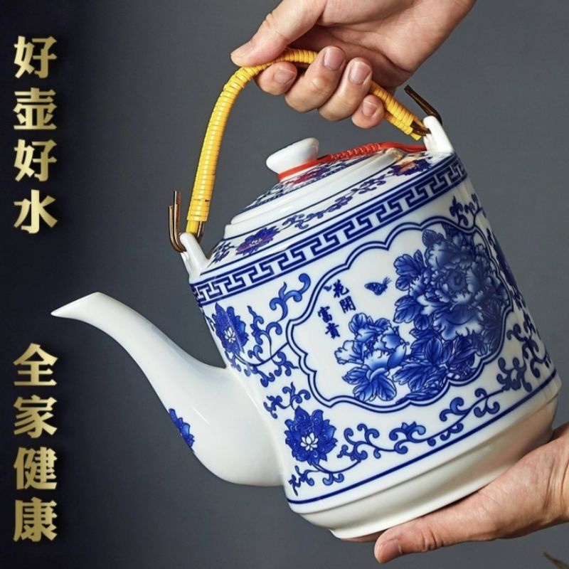 Ceramic Teapot With Kangsai Work Large Kettle Beautiful Antique ...