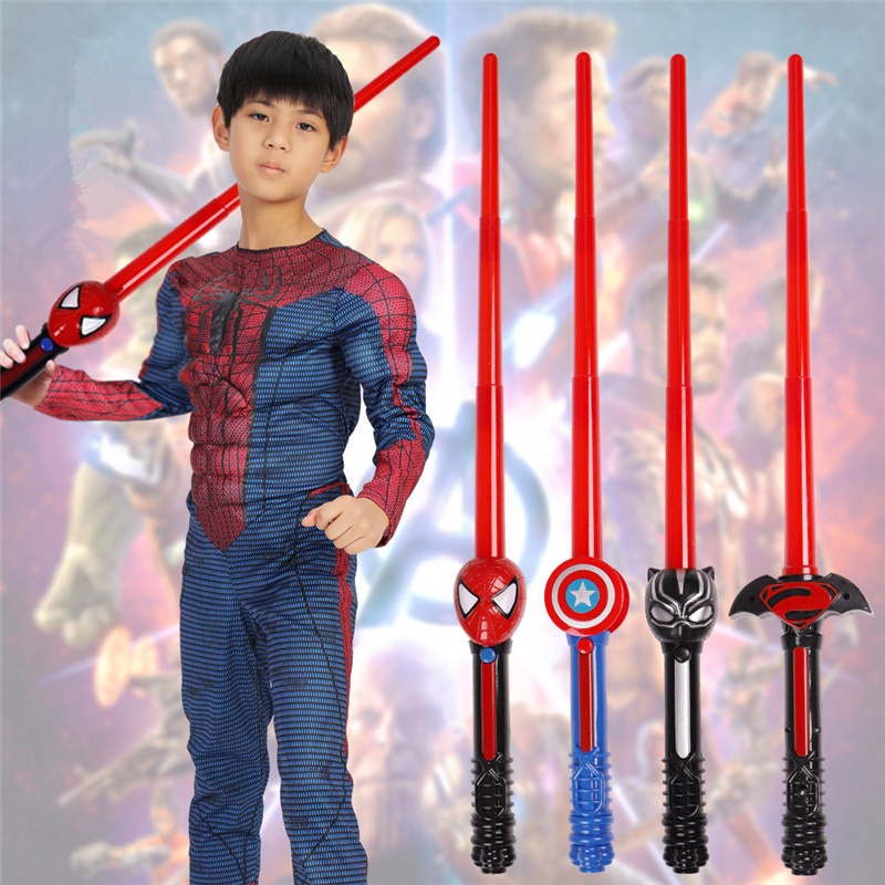 Superhero Toys LED Sound Light Sword Avengers Hulk Spider Man Captain ...