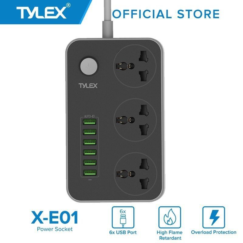 TYLEX XE01 Bavin SC3604 6 USB Power strip 3 Power Socket 3.4A Max 2500W ...