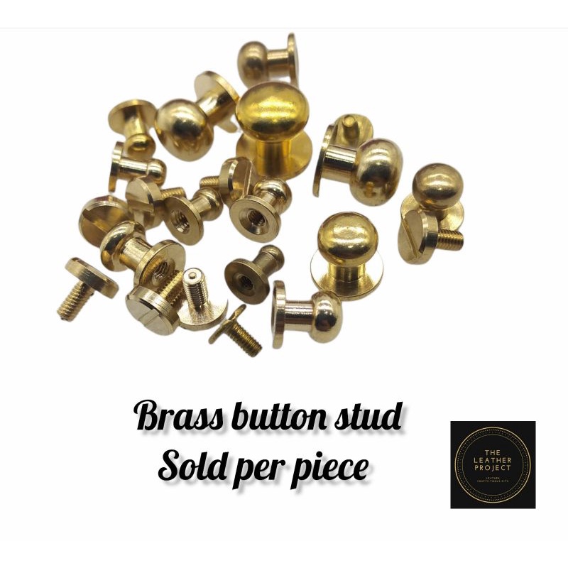 The Leather Project Solid Brass Round Button Studs Nail Rivets DIY for Belt Wallet Handbag ...