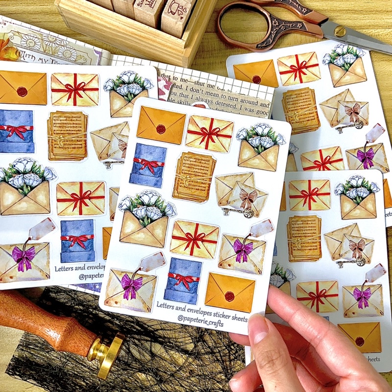 Letters and envelopes sticker sheet watercolor Journal Scrapbooking ...