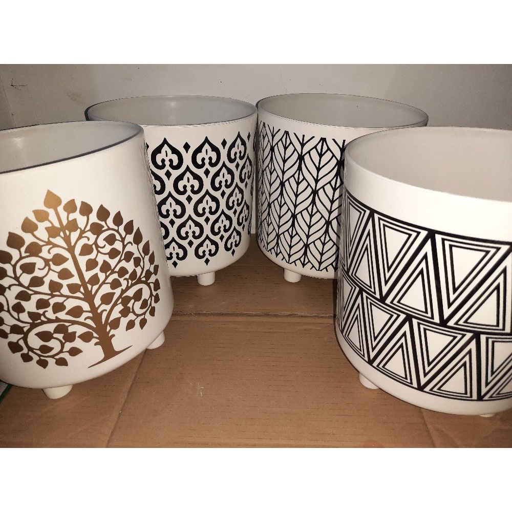 MODERN & LARGE printed design pots for plants (BIG SIZE 9x9.5 inches ...