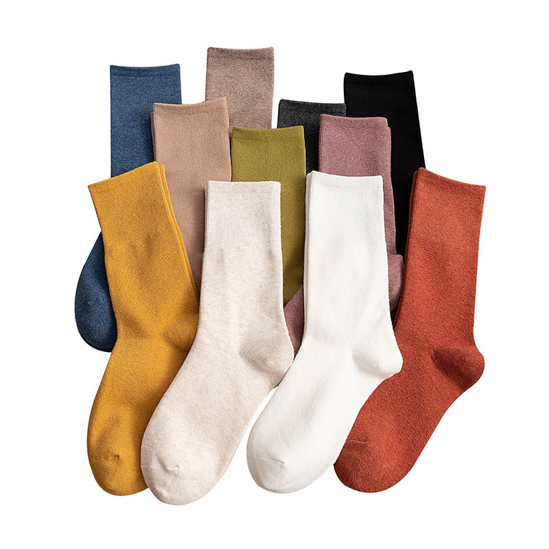 Women's trend solid color tube socks ins pile pile socks ins tide socks ...