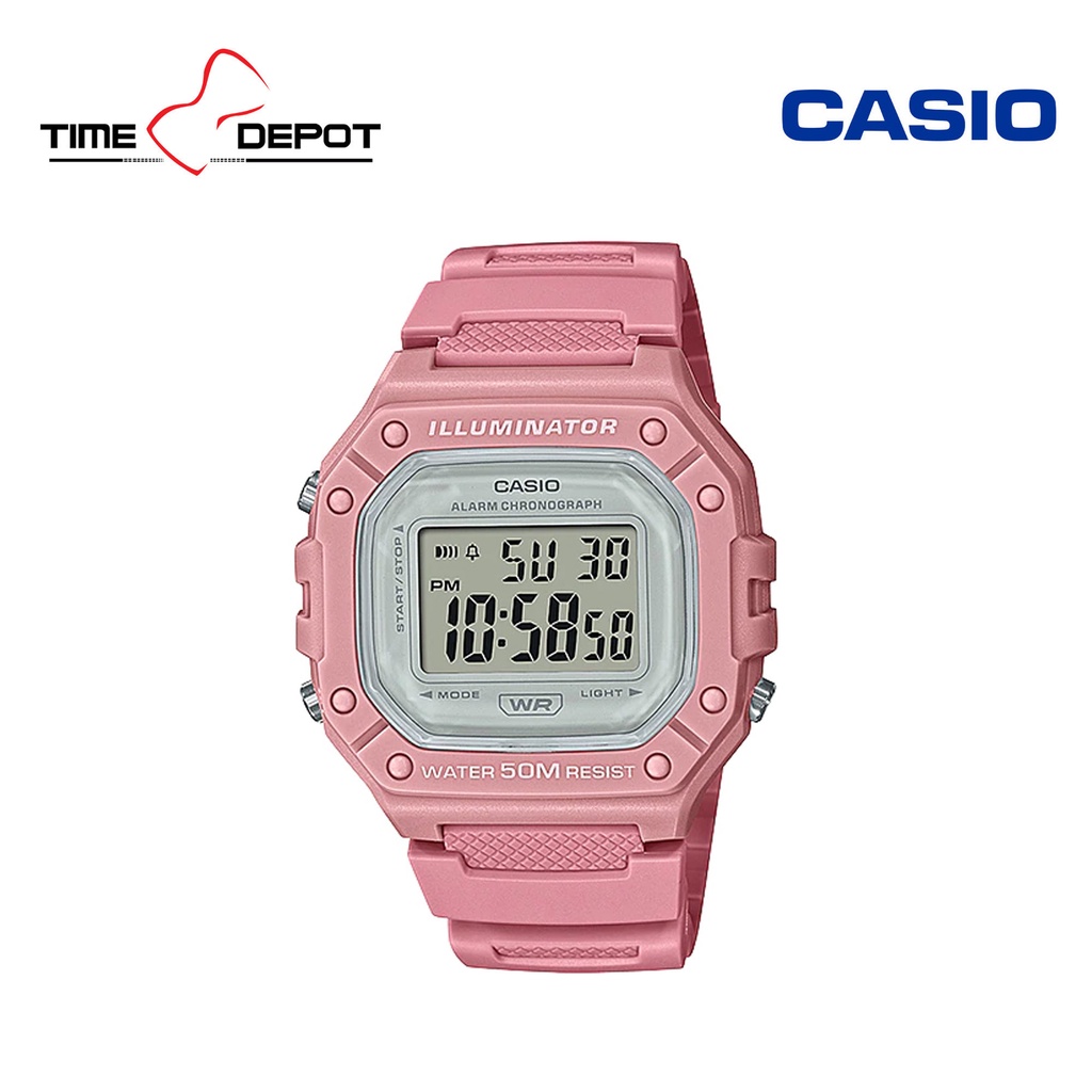 Casio W-218HC-4AVDF Standard Digital Pink Resin Strap Watch For Men | Shopee Philippines