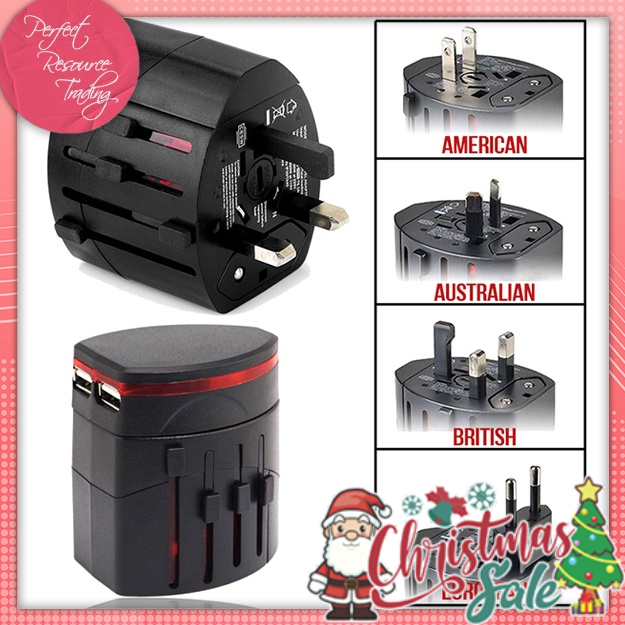 All in 1 Universal International Travel Adapter Plug with 2 USB Slot ...