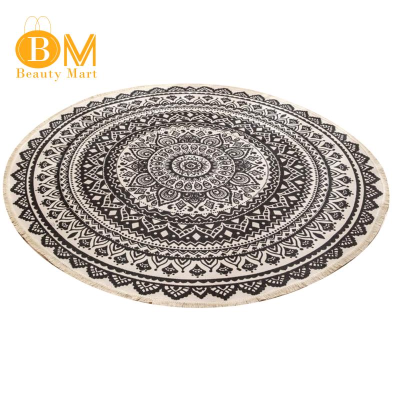 Bohemian Mandala Circle Rugs for Family Living Room Coffee Round Rugs ...