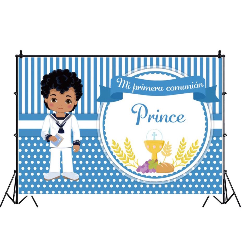 Prince Baptism Backdrop Holy Communion Flowers Christening Background ...