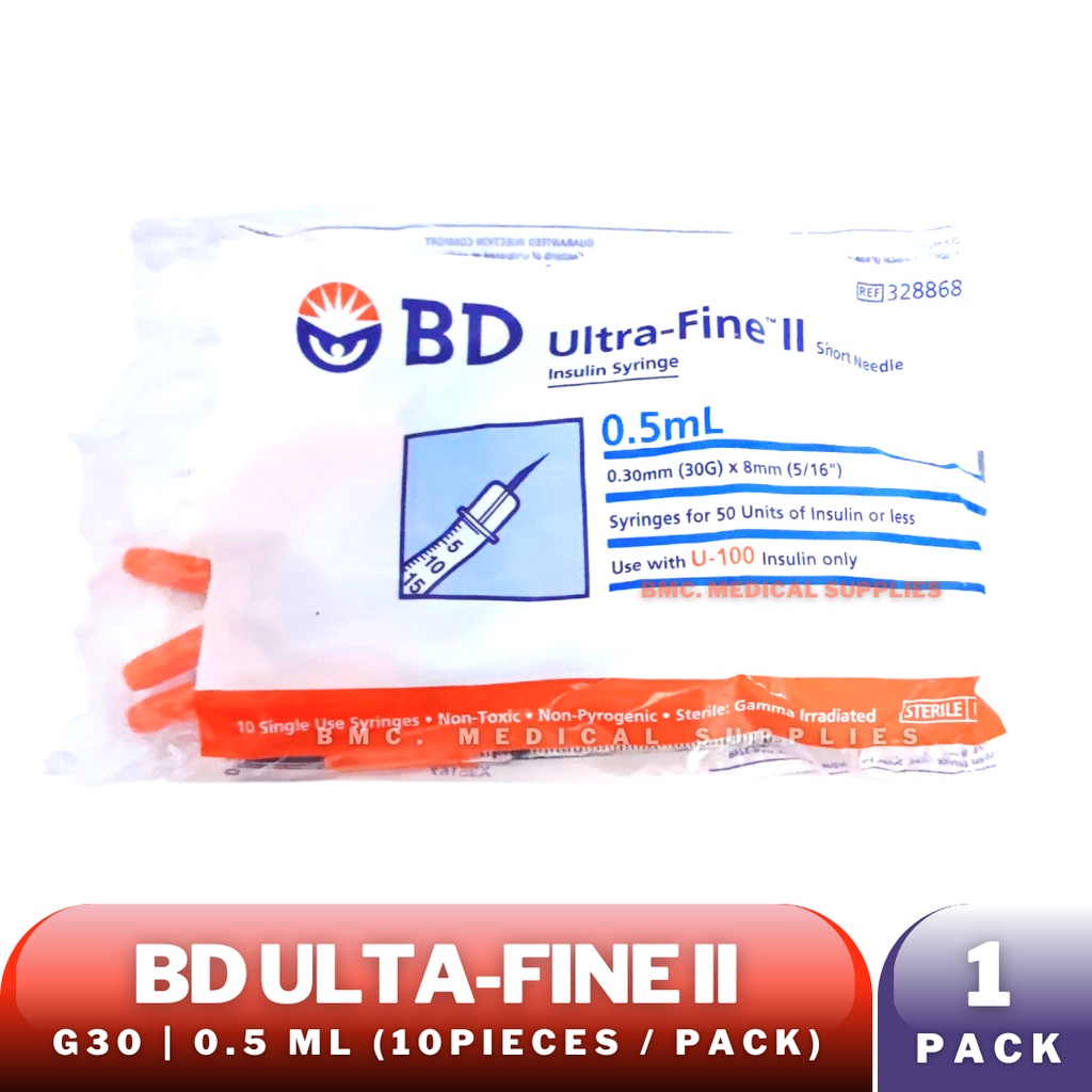BD ULTRA-FINE NEEDLE II INSULIN SYRINGE SHORT NEEDLE (G30.0.5ML) SOLD ...