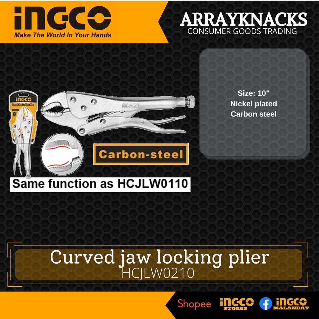 INGCO Curved jaw locking plier (HCJLW0210) HANDTOOLS | Shopee Philippines