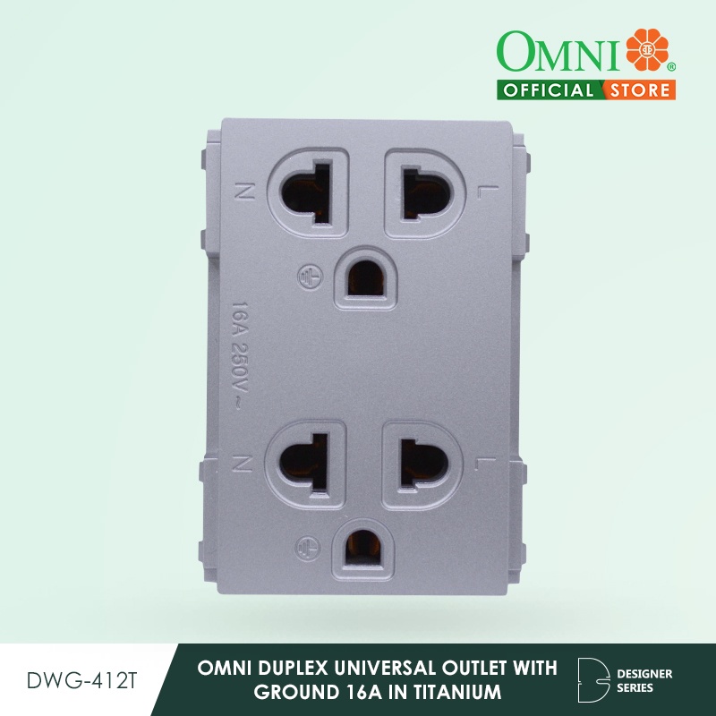 OMNI Duplex Universal Outlet with Ground 16A in Titanium - DWG-412T ...