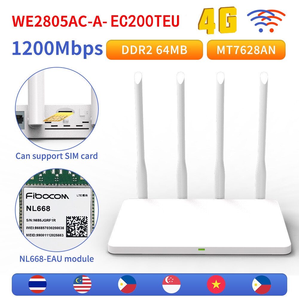 ZBT WE2805AC-A 4G LTE WIFI Router 5.8GHz 2.4GHz Dual Band Gigabit ...