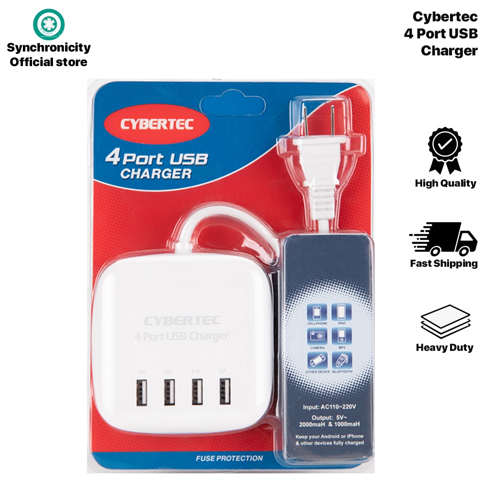 CYBERTEC 4 Port USB Adaptor - Phone Charger Adapter - Universal Heavy ...