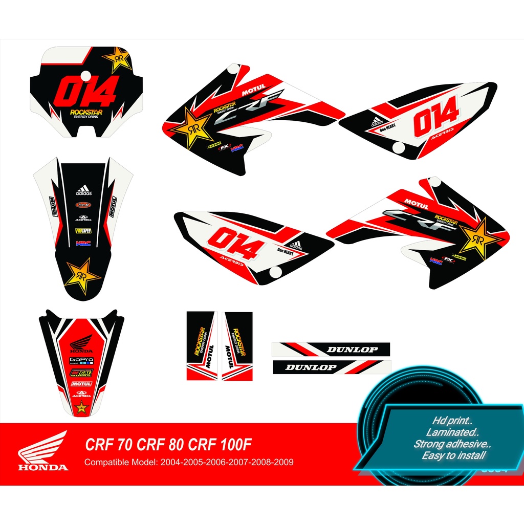 FULL DECALS FOR HONDA CRF70 80 100(2004-2009) | Shopee Philippines