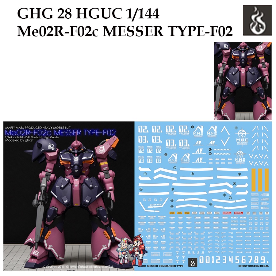 WATER DECAL [Ghost] HG 28 s HGUC 1/144 MESSER COMMANDER TYPE Me02R-FO2c ...