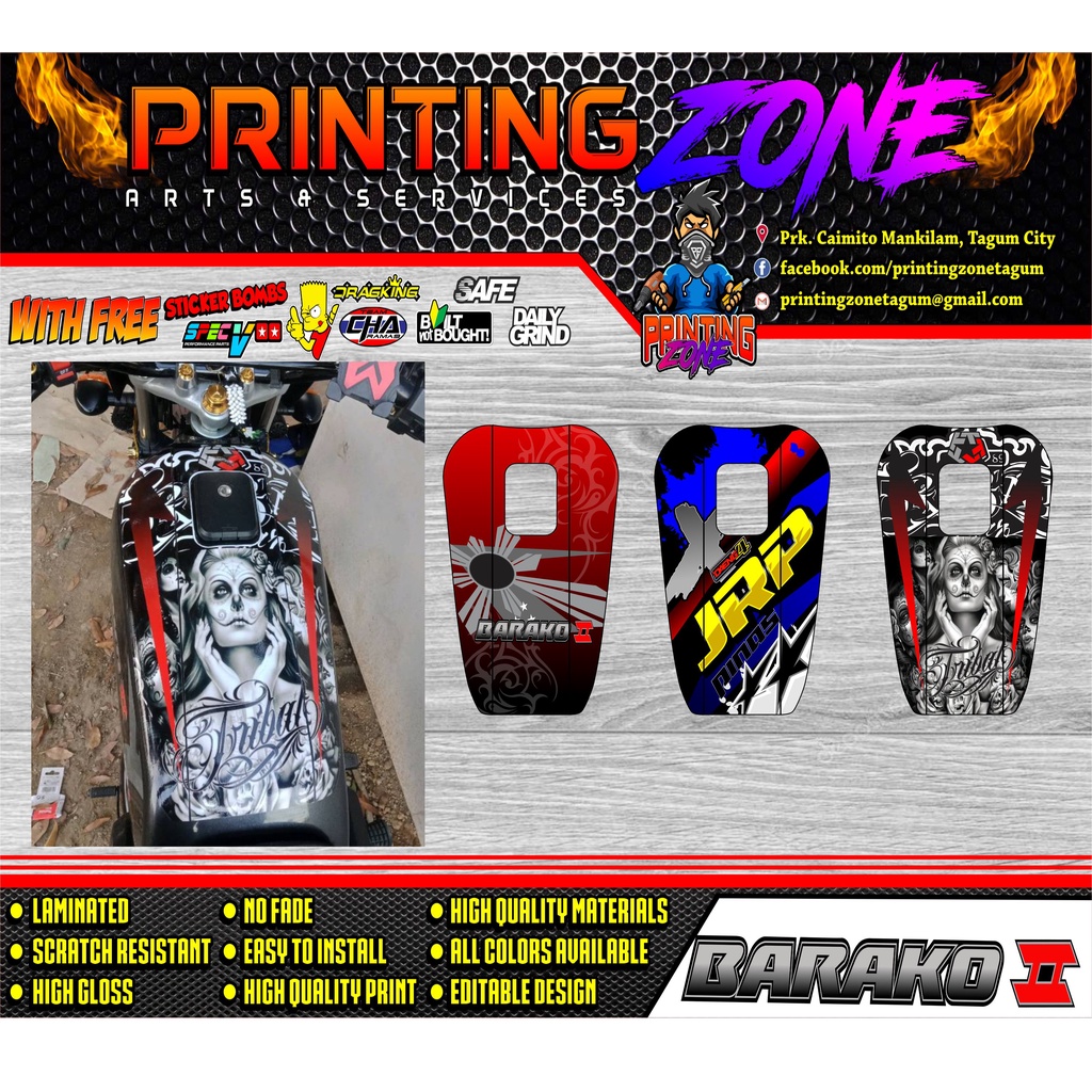 Barako 1 & 2 175 kawasaki Top Tank sticker decals durable and high ...