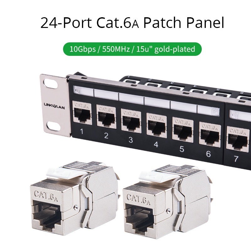 Linkwylan 24port Shielded Modular Patch Panel Includes 24pcs of RJ45 ...