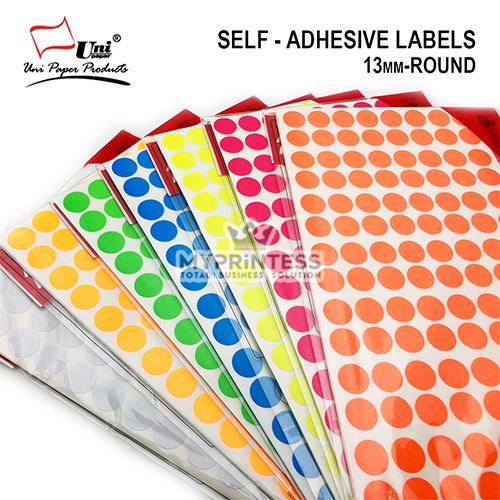 MYPRINTESS UNI CLASSIC SELF-ADHESIVE LABELS (ROUND - 13MM) | Shopee ...
