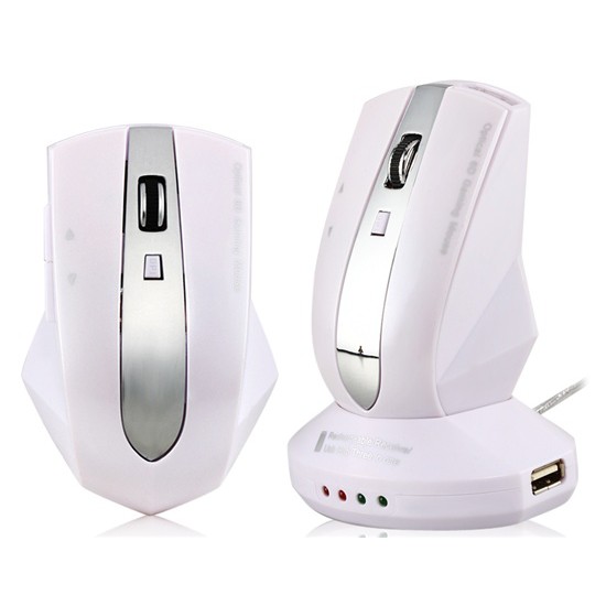 LatestGadget Wireless Rechargeable Optical Mouse with 3-Port USB HUB ...