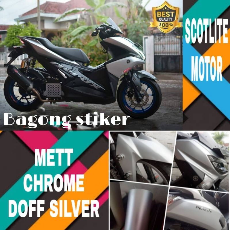 Chrome silver Metallic Scotlet Sticker doff Sticker Scotlite Motorcycle ...