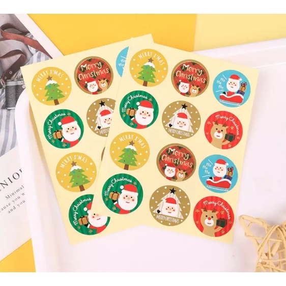 *Merry Christmas Stickers Small Round with Mixed Designs (Sold per ...