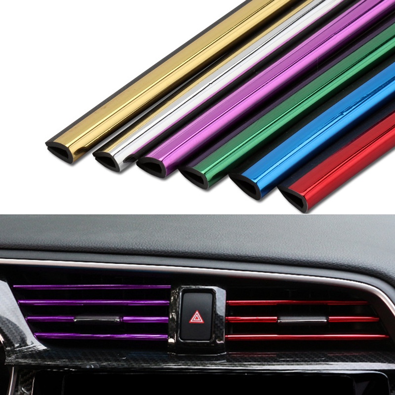 10Pcs Car Interior Chrome Strip Decal Trim Aircon Air Conditioner ...