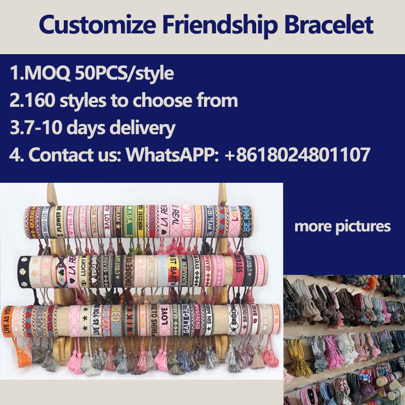 Handmade Custom Friendship Letters Embroidery Bracelet Party Event Gift ...