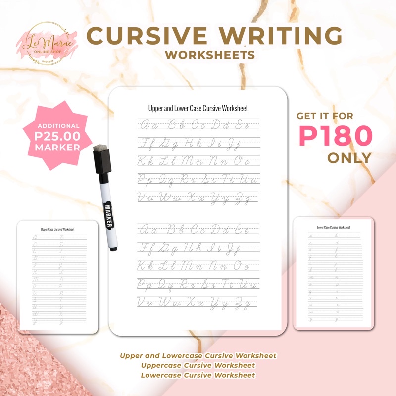 TRACING ALPHABET CURSIVE ABC CURSIVE WRITING 3 PAGES Cursive Uppercase ...