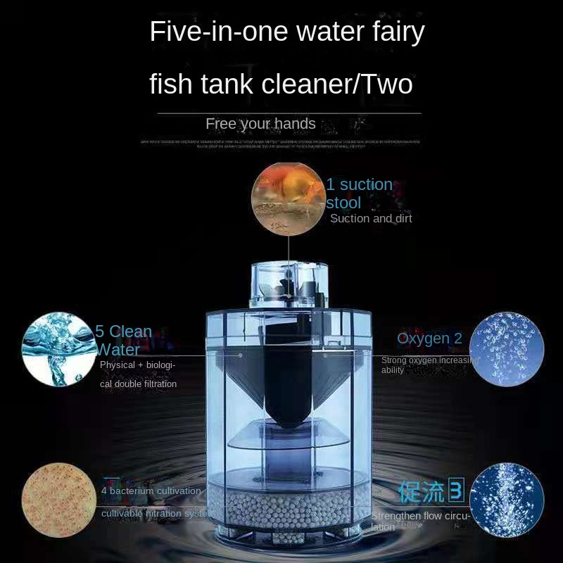 Fish Tank Pneumatic Suction Toilet Water Goblin Filter Oxygenated Five ...